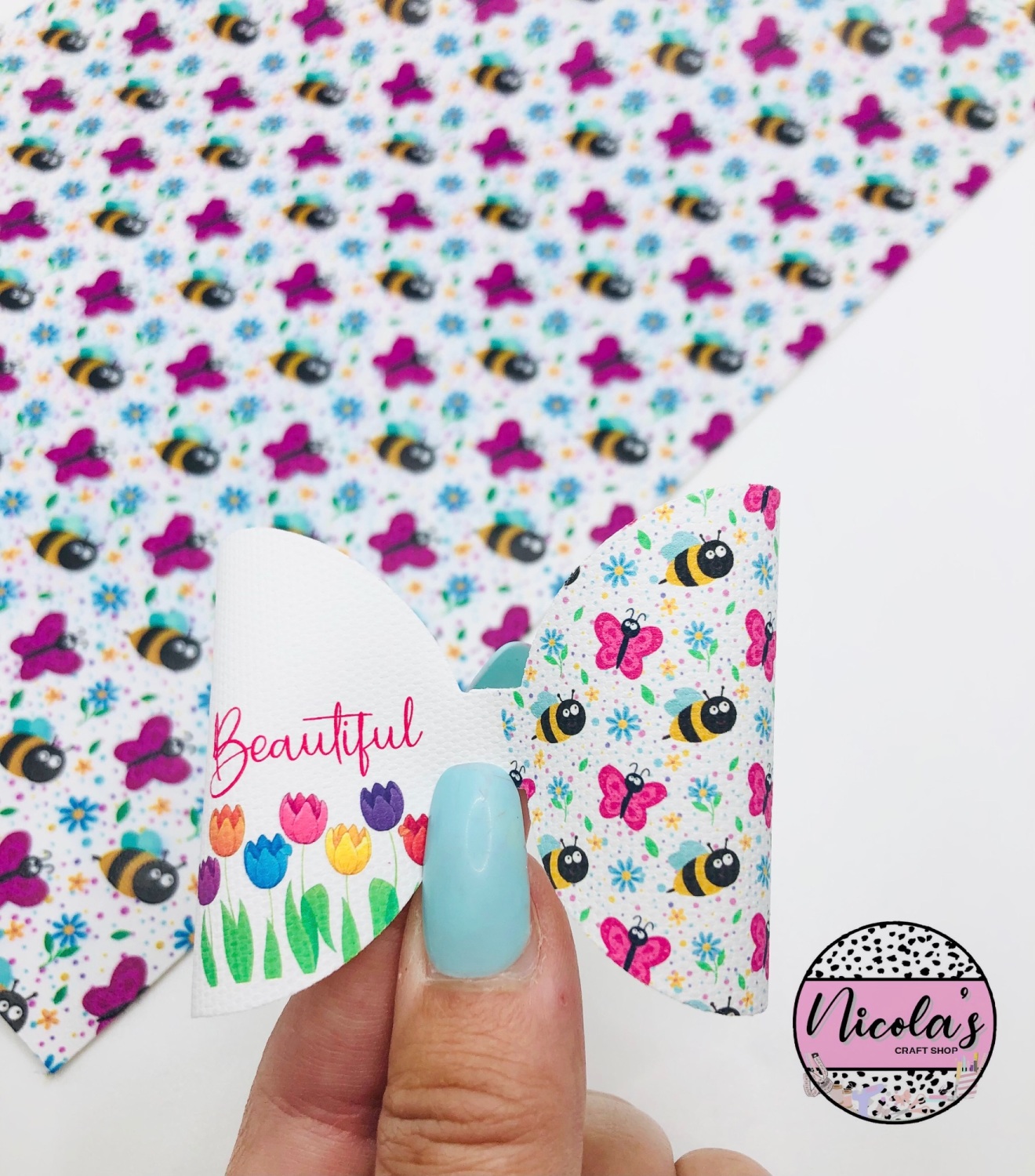 Butterfly bee floral bumble beePRE CUT BOW LOOP