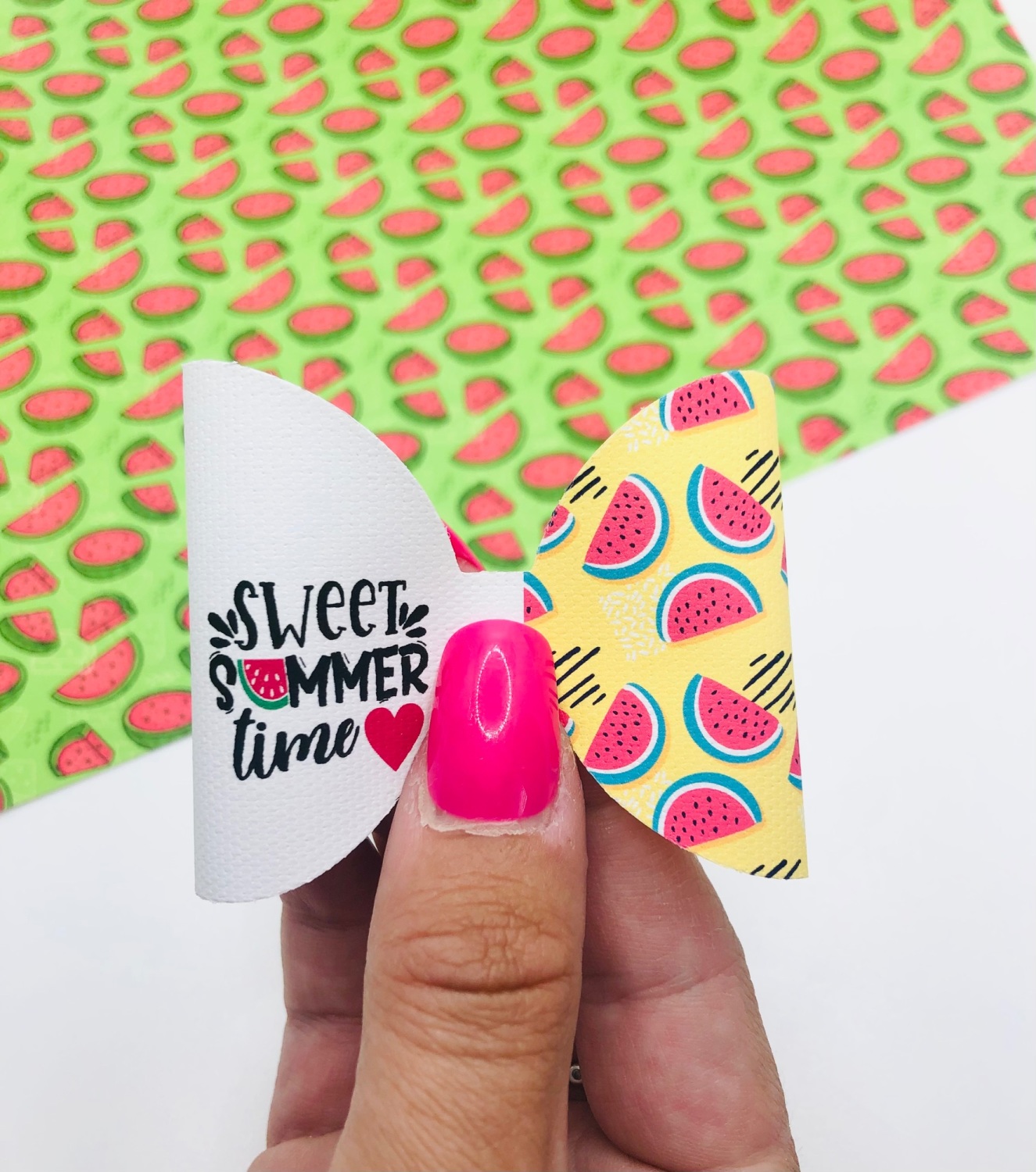 Sweet summer time watermelon PRE CUT BOW LOOP