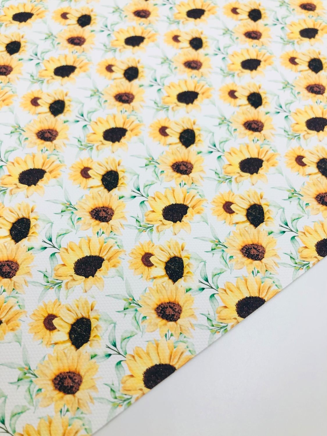 sunny sunflower floral printed canvas sheet fabric bow making