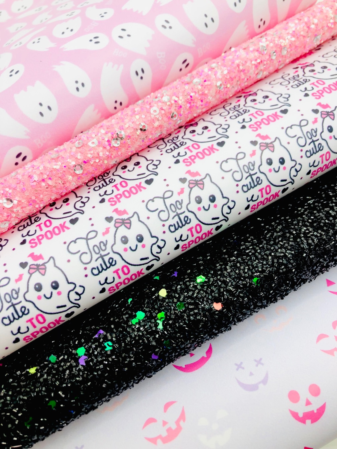 too cute to spook ghost bat halloween pink fabric bundle