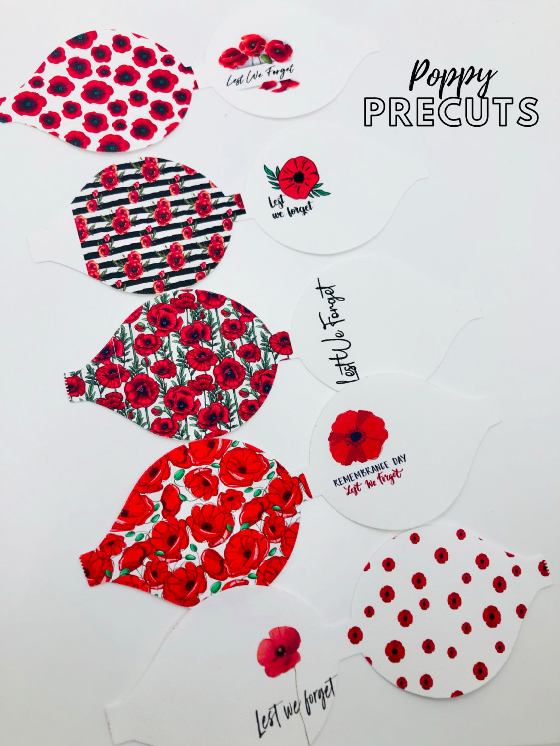 lest we forget poppy collage pre cut bow loop Remembrance Day bundle
