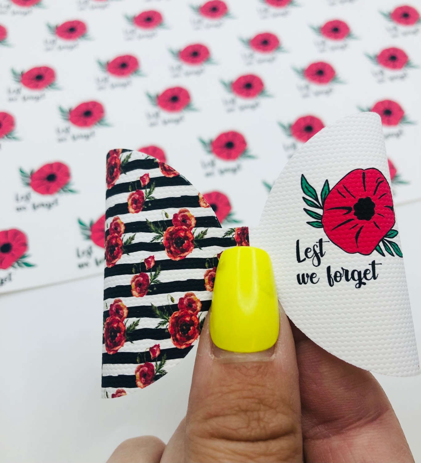 lest we forget poppy collage pre cut bow loop