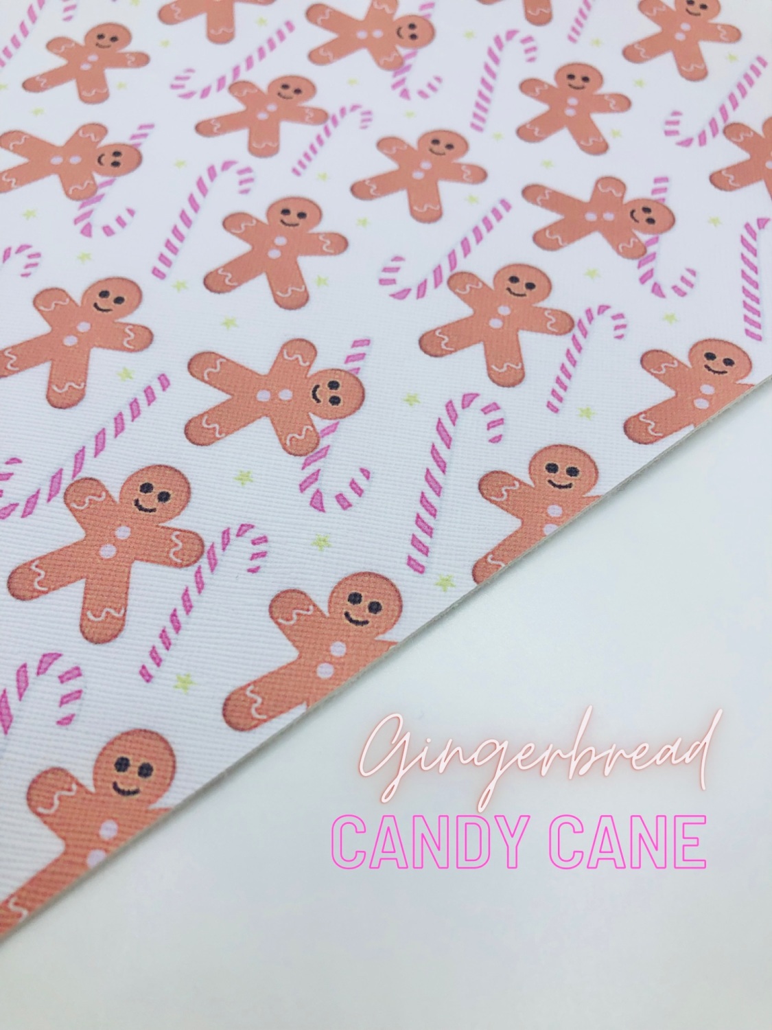gingerbread candy cane printed leather fabric leatherette