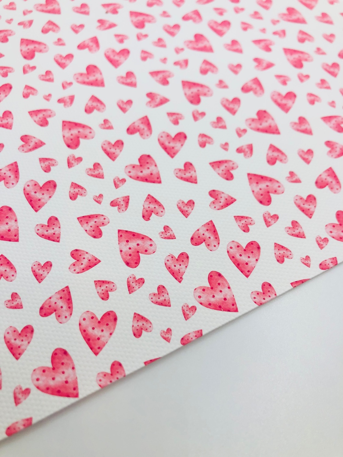 Dotty Peachy Pink Hearts Valentine Printed Canvas Sheet Fabric Bow Making