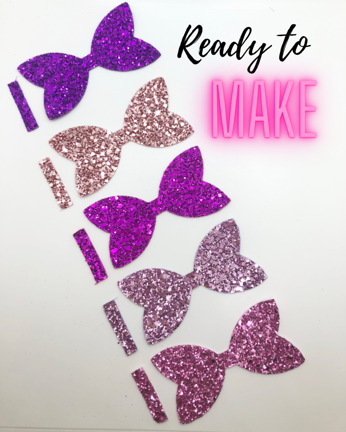 PRE CUT TAIL TAILS AND CENTRES LUXURY GLITTER FABRIC DIY BOW MAKING ...