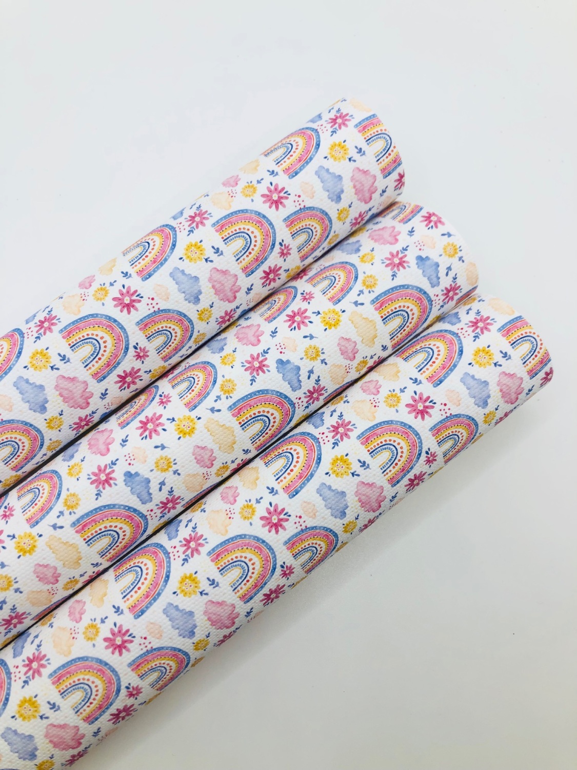 spring pastel rainbow theme printed canvas sheet fabric bow making