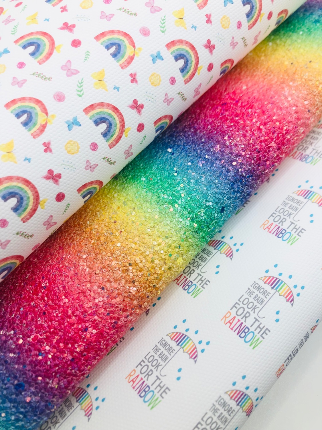 bright rainbow ignore the rain printed canvas fabric bundle fiver friday