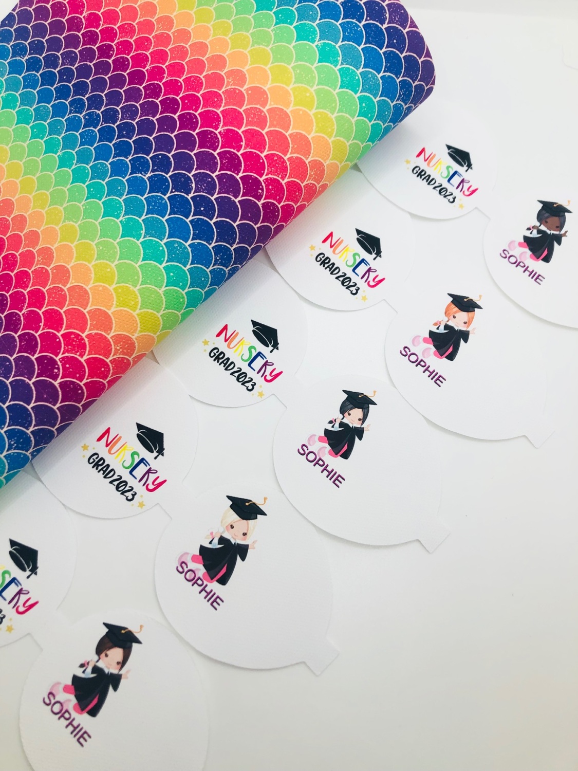 SCHOOL NURSERY GRADUATION PERSONALISED PRE CUT BOW LOOP