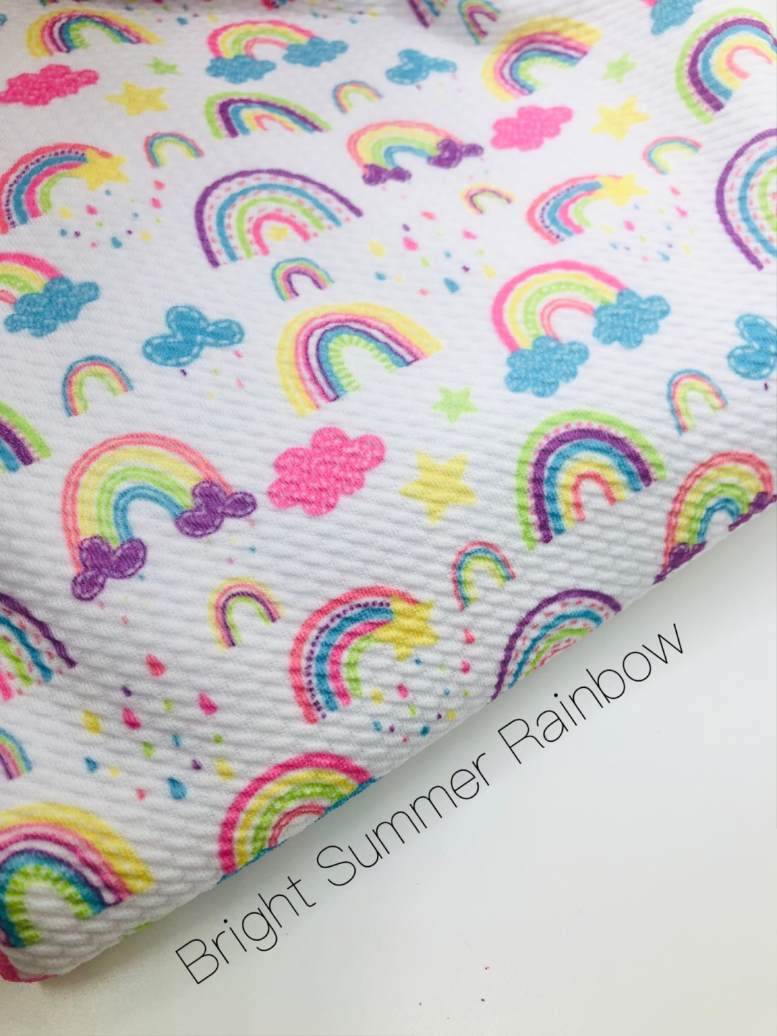 Bright summer rainbow bullet fabric stretch fabric