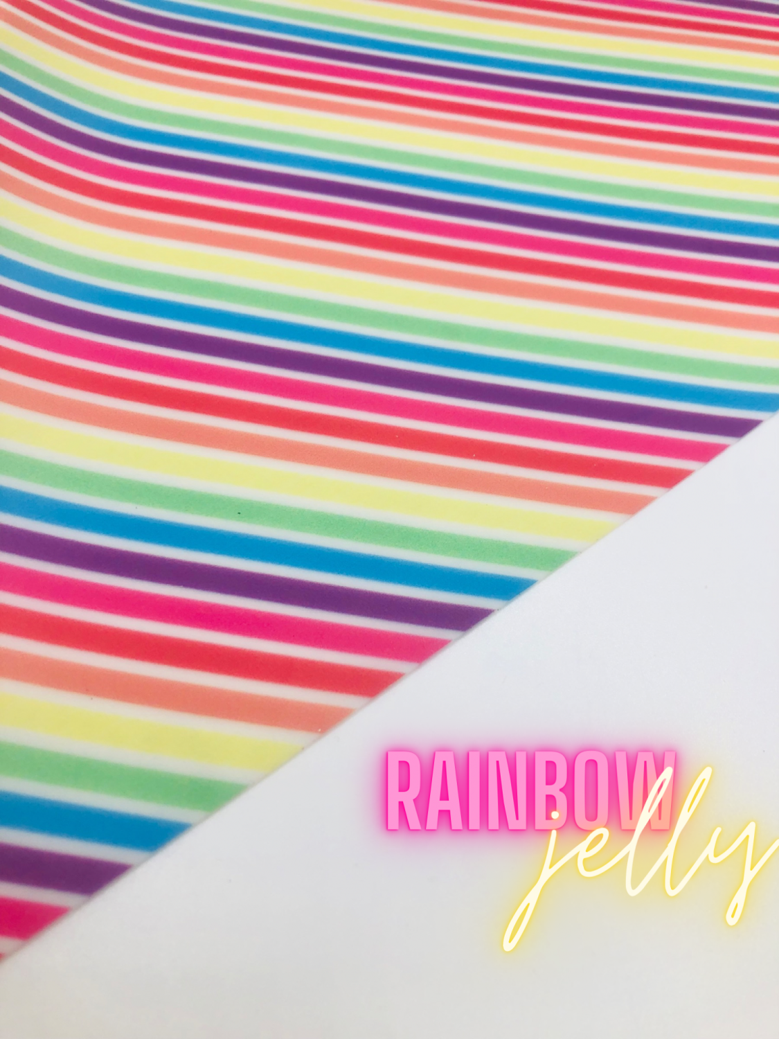 rainbow diagonal stripe transparent jelly fabric