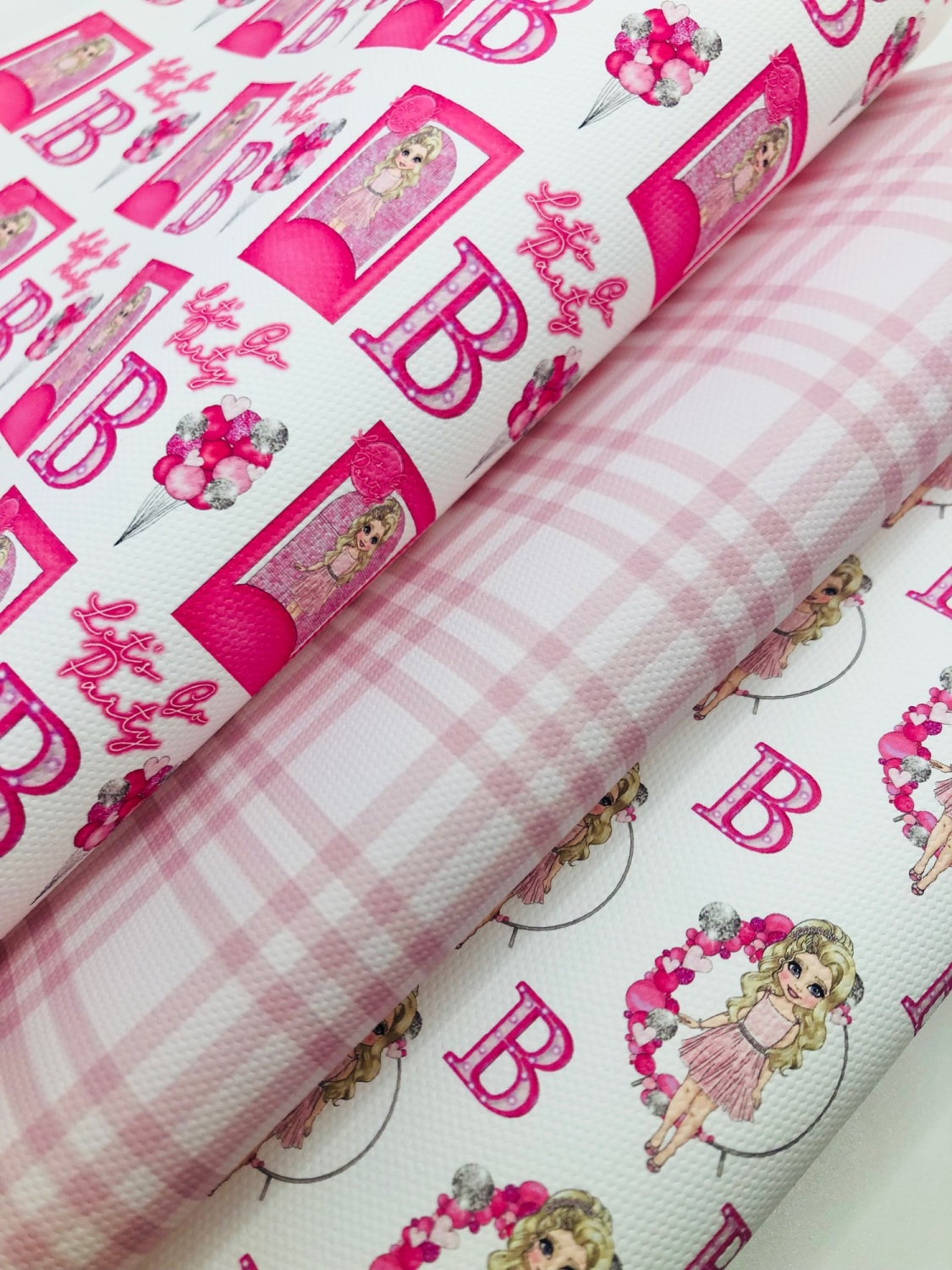 neon pink barbie inspired pink b is for printed canvas sheet