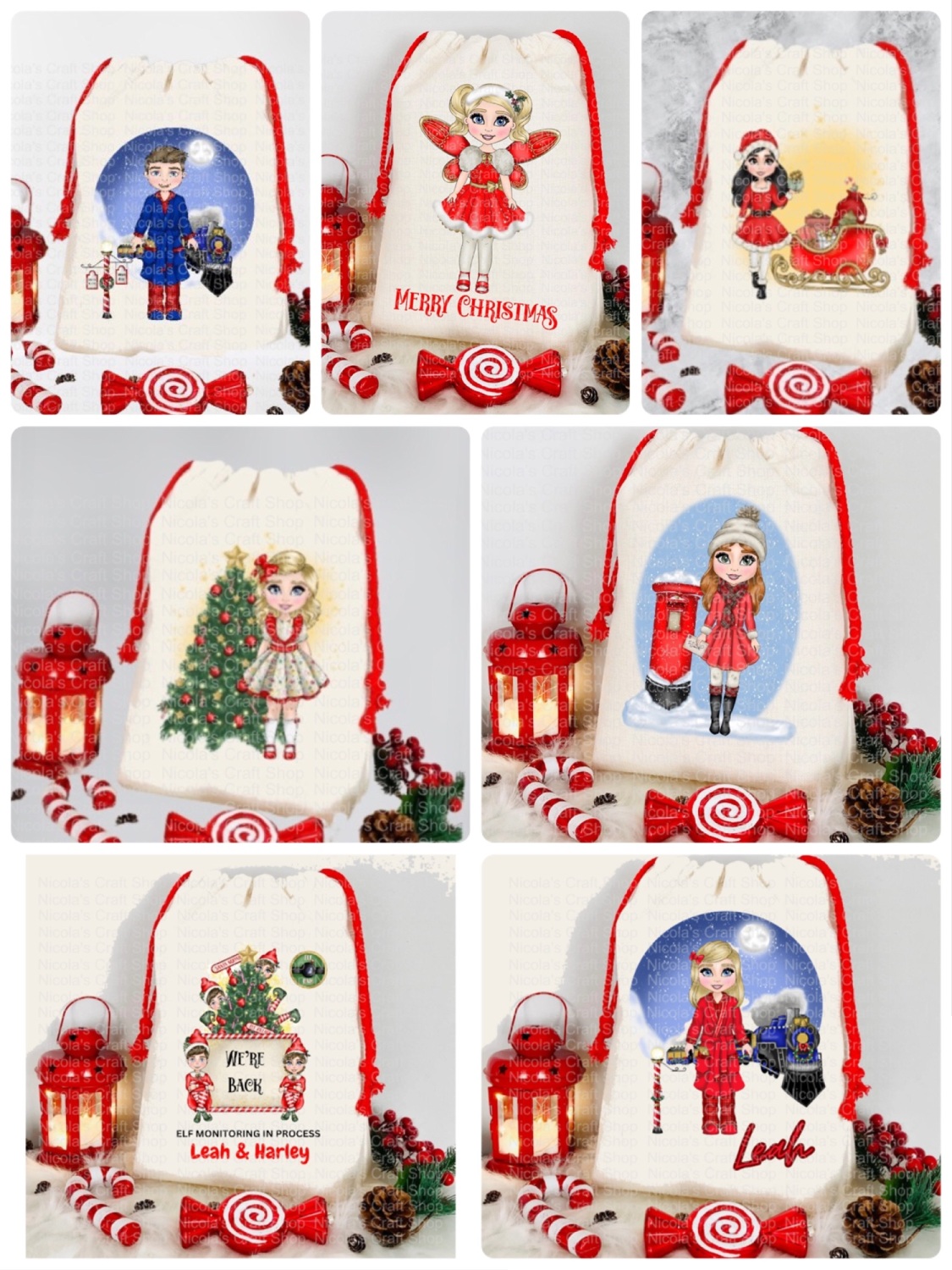 red drawstring santa christmas sack present gift