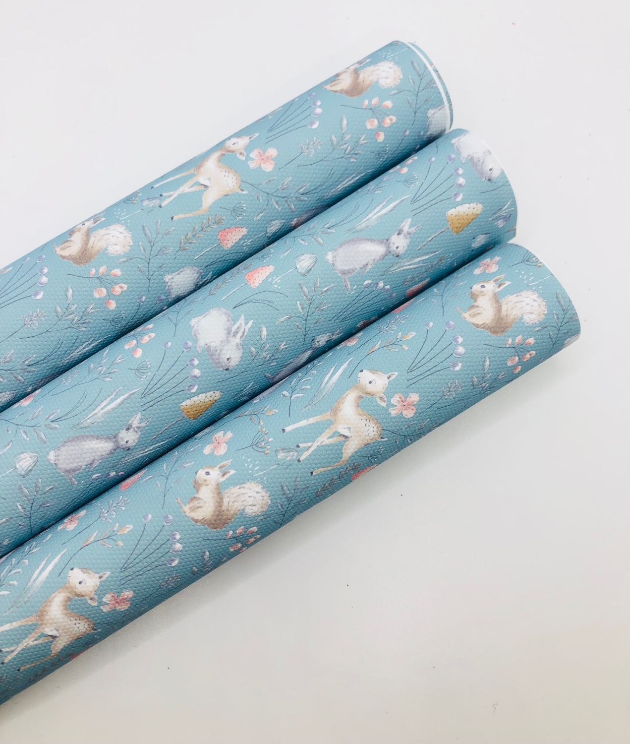Autumn Deer Rabbit Mushroom Squirrel Bunny Printed Canvas Sheet Fabric
