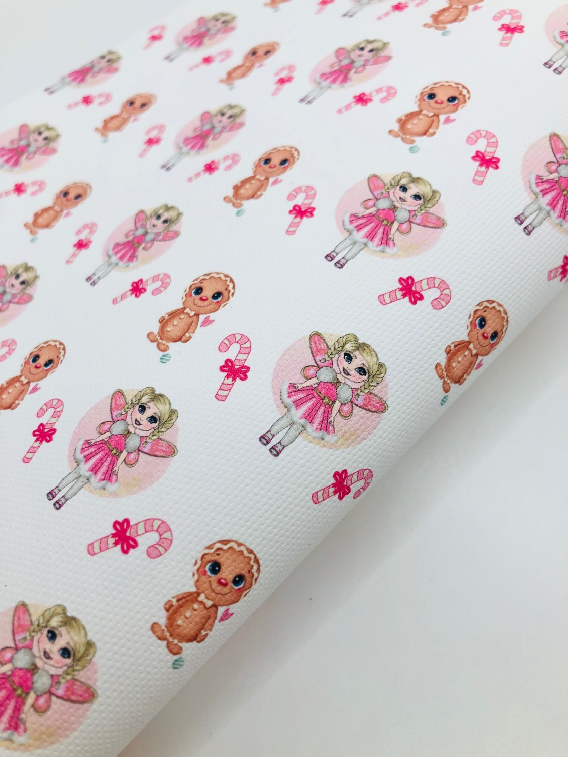 Pretty pink fairy gingerbread christmas dolly girl printed canvas sheet