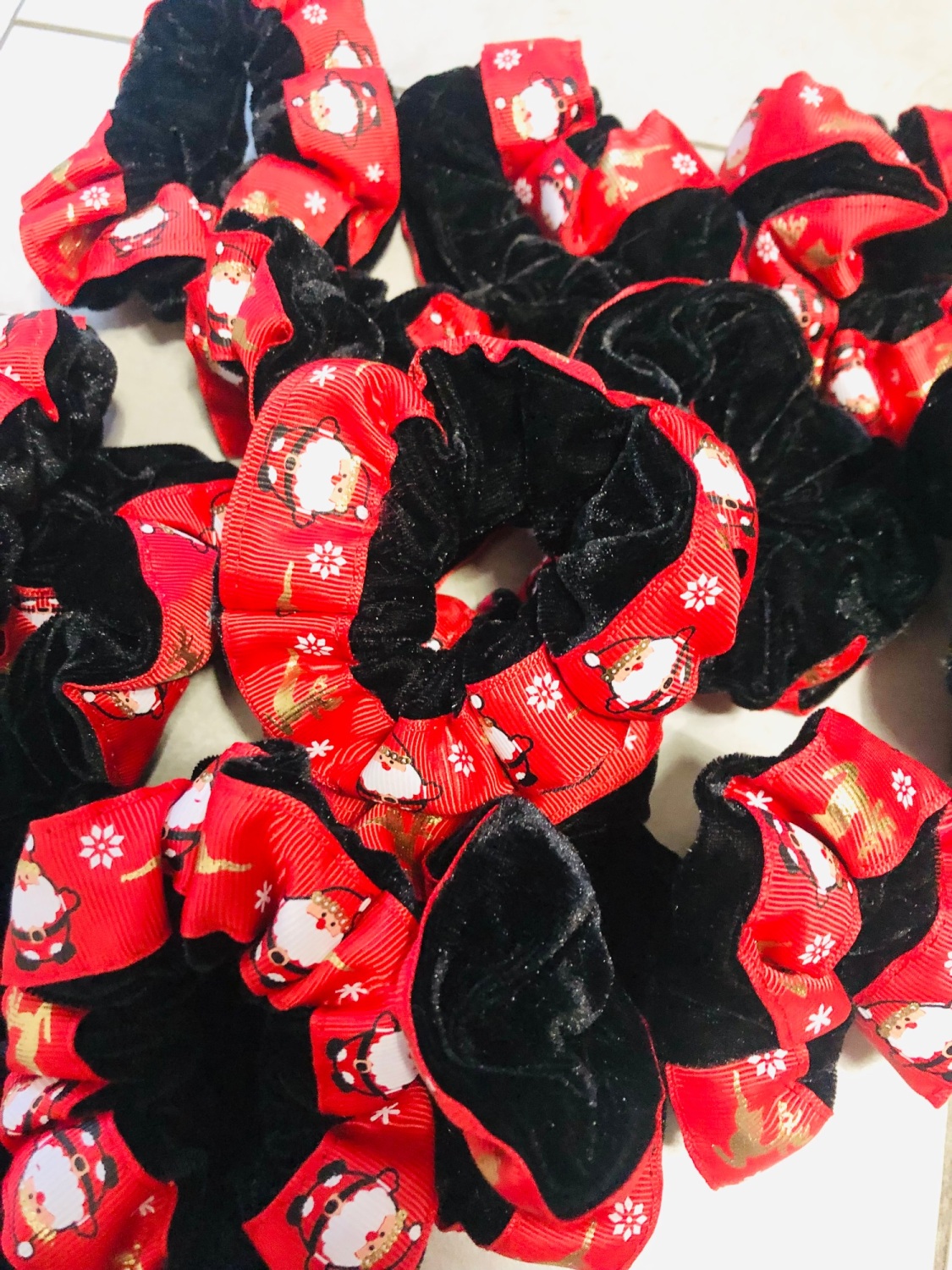 christmas santa claus scrunchie bobble hair bobble ready made