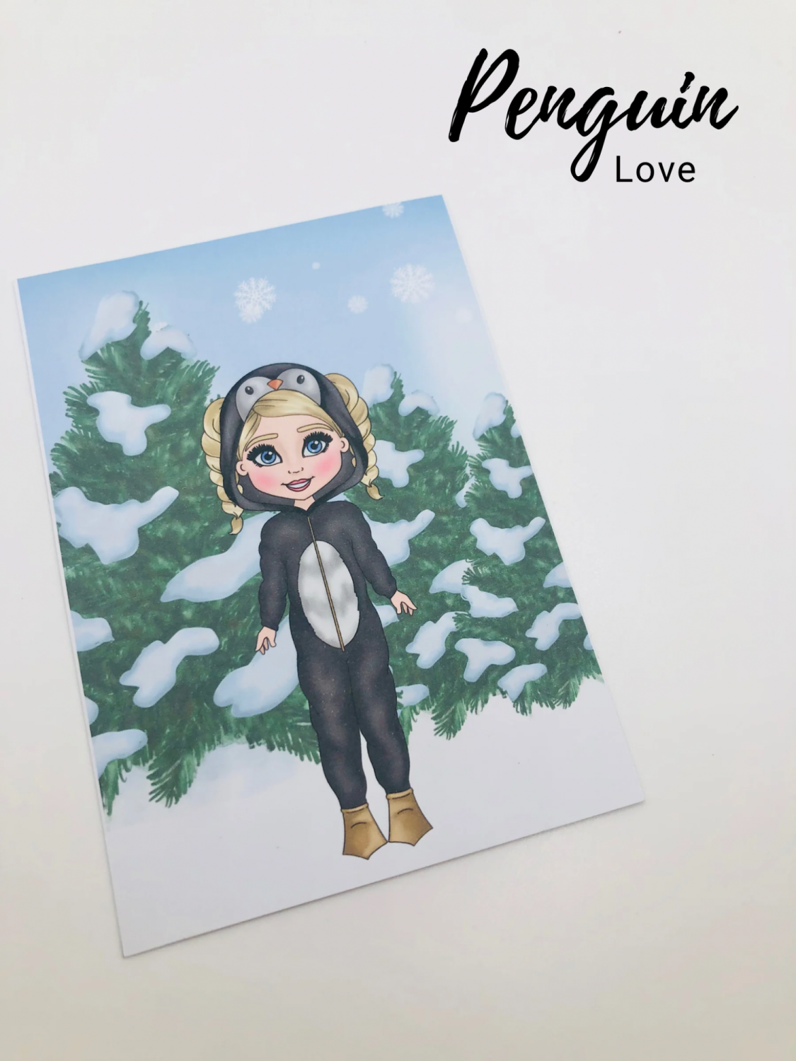 pippa the penguin christmas printed bow card display card