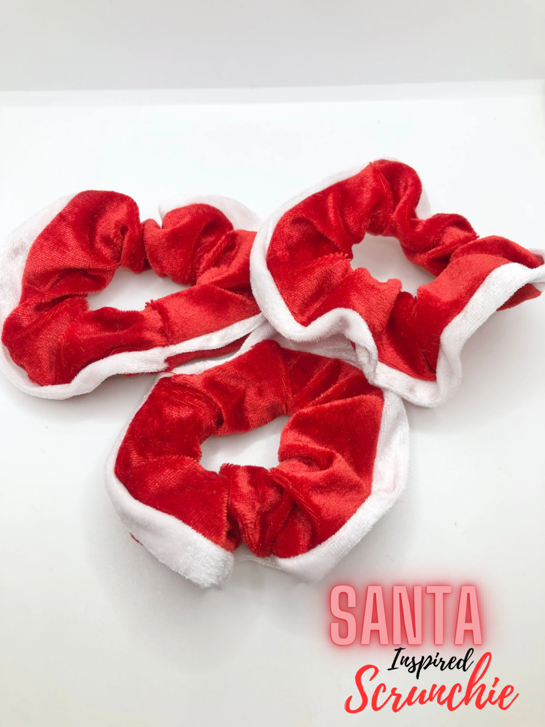 christmas red velvet santa xmas scrunchie bobble hair bobble ready made