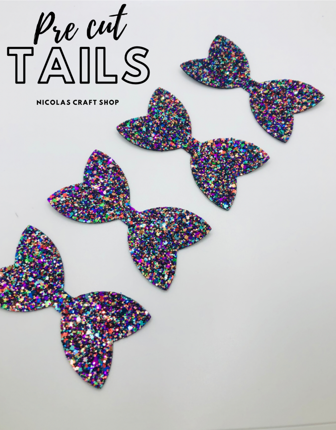 PRE CUT TAIL TAILS AND CENTRES LUXURY GLITTER FABRIC DIY BOW MAKING ...