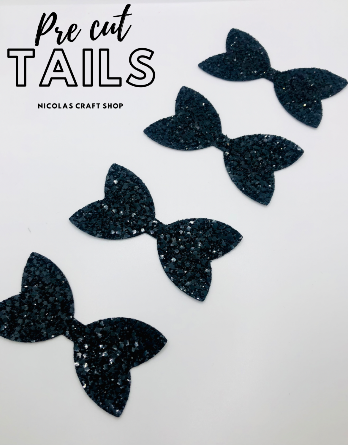 PRE CUT TAIL TAILS AND CENTRES LUXURY GLITTER FABRIC DIY BOW MAKING ...