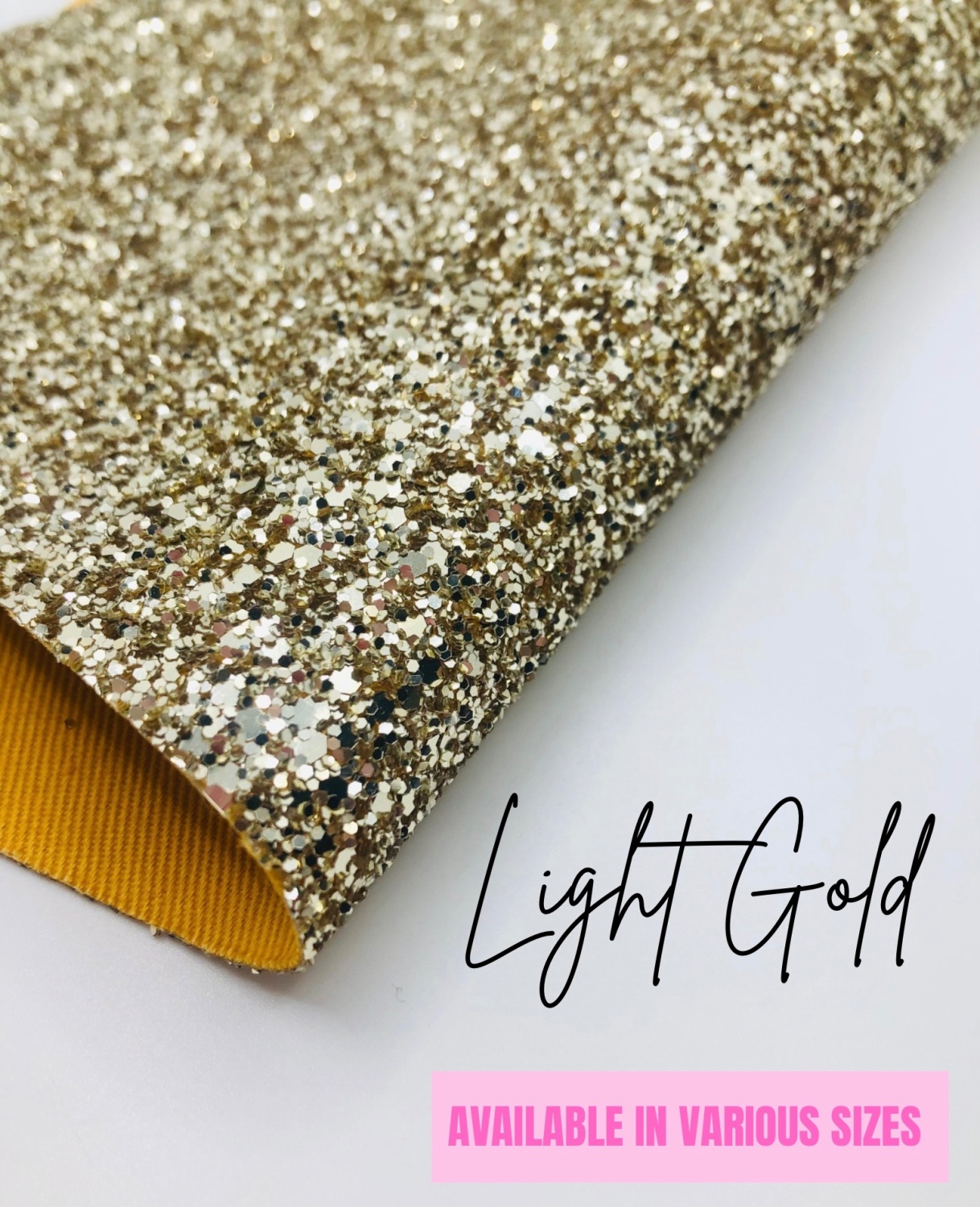light gold chunky glitter fabric christmas