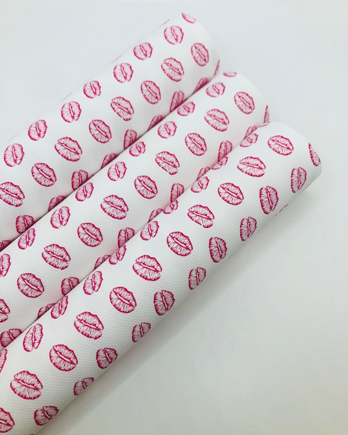 Valentine Kisses Lips Printed Canvas Sheet Fabric Bow Making