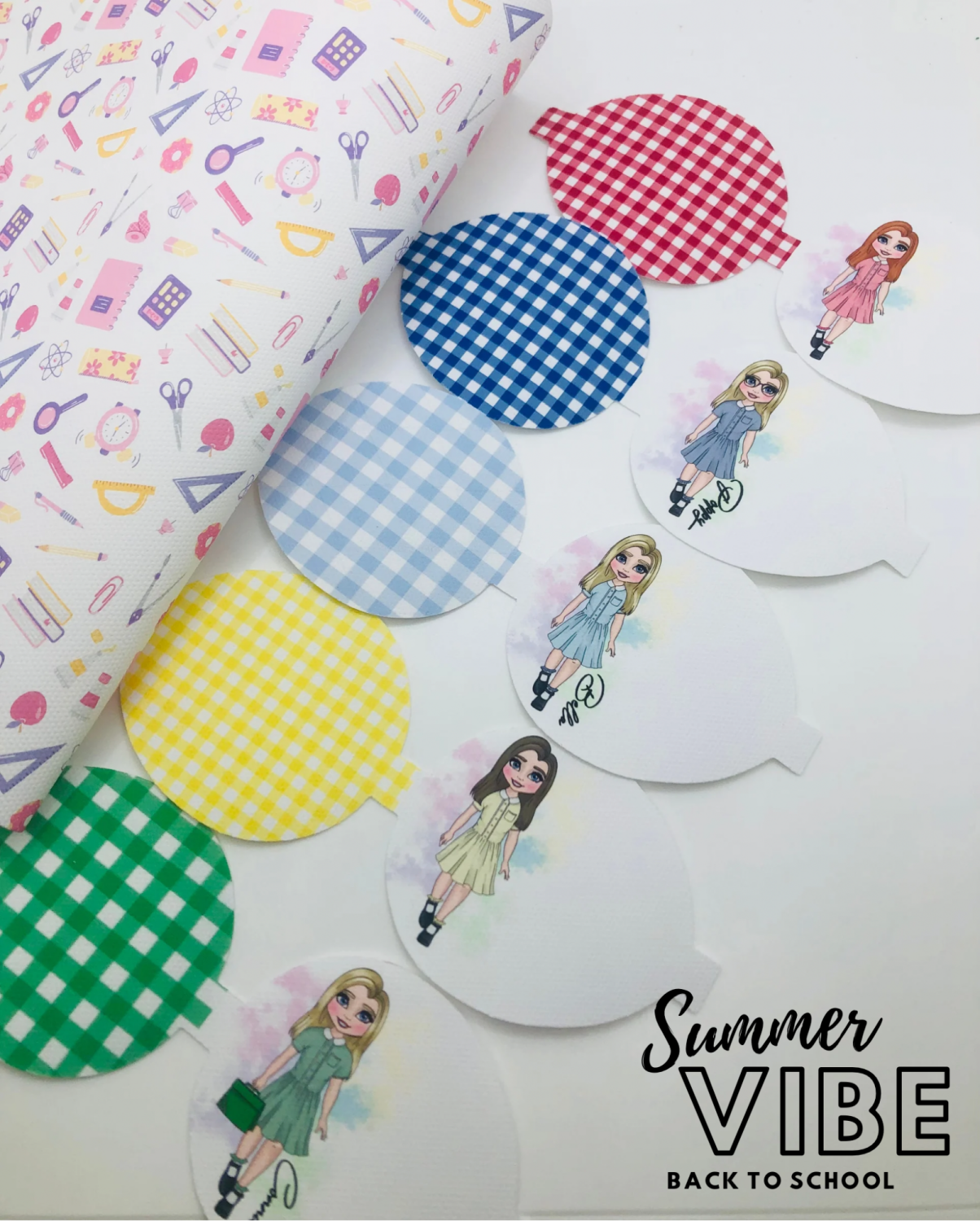 school uniform girl crayon gingham school calculator back to school pre ...