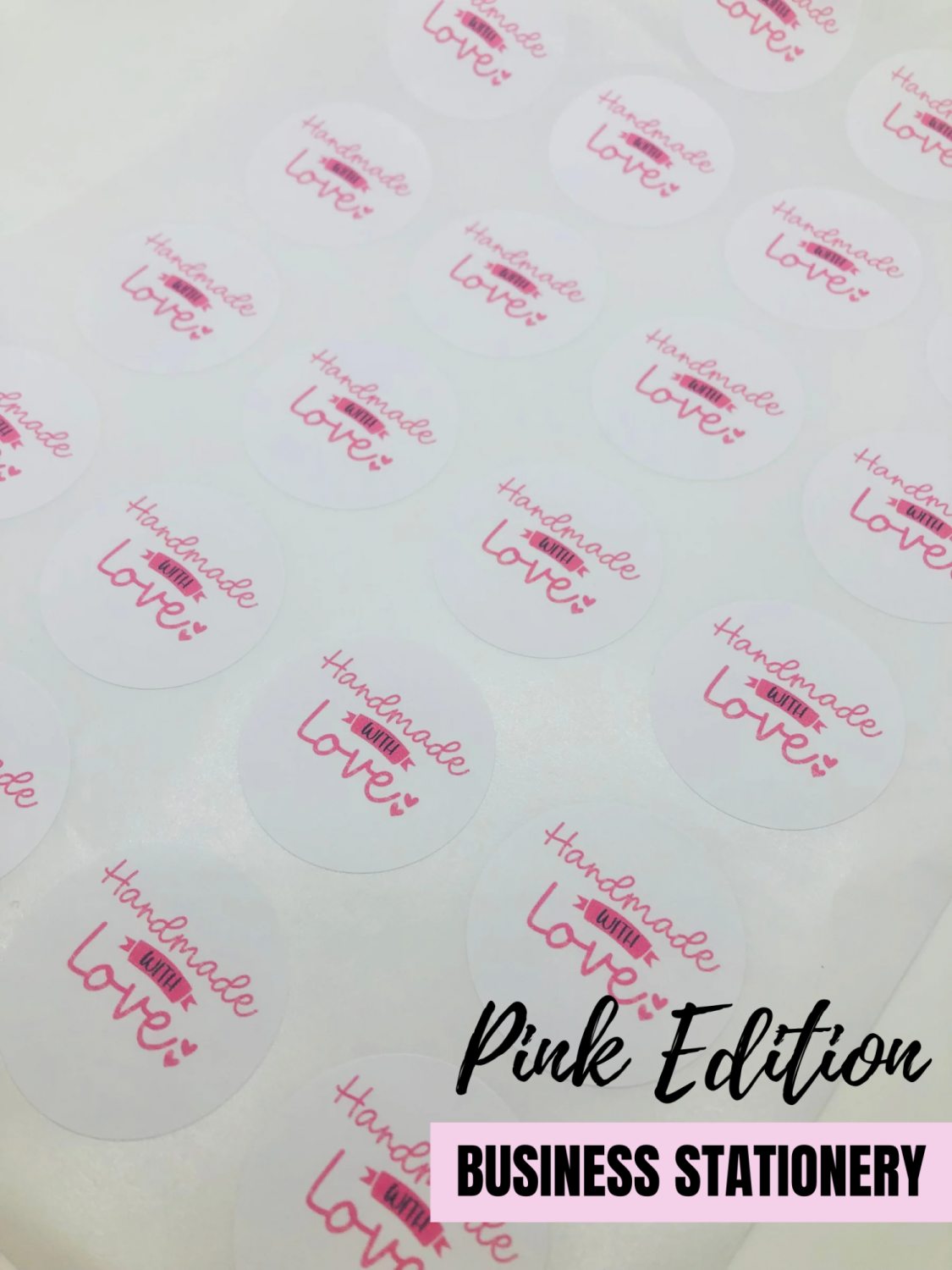 handmade with love pink stationery sticker bundle