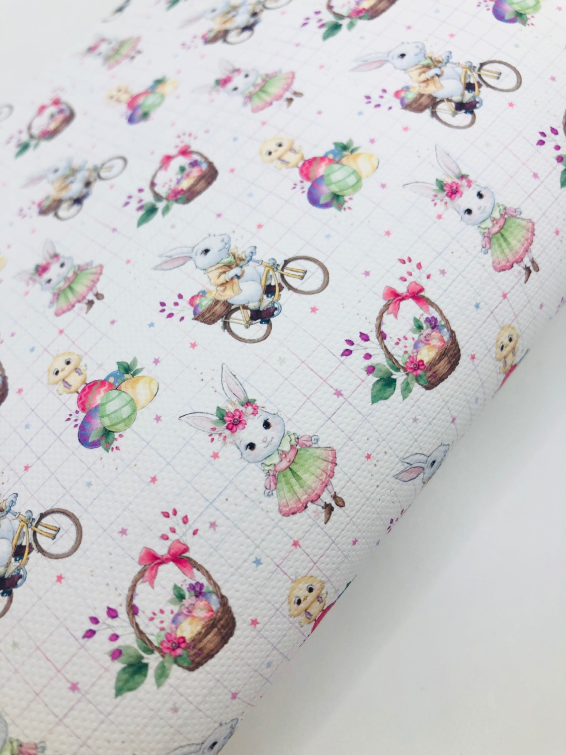 Nina Bunny Pink Easter Bunny on bike treehouse printed canvas sheet ...