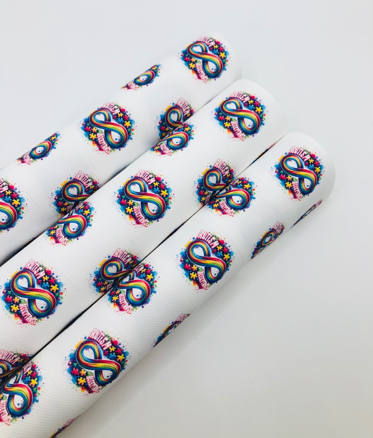infinity autism awareness printed canvas sheet fabric bow making