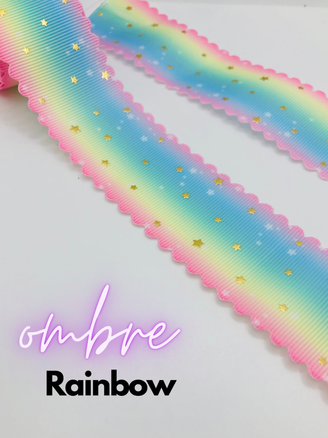 1.5" Ombre Rainbow Scallop edge ribbon