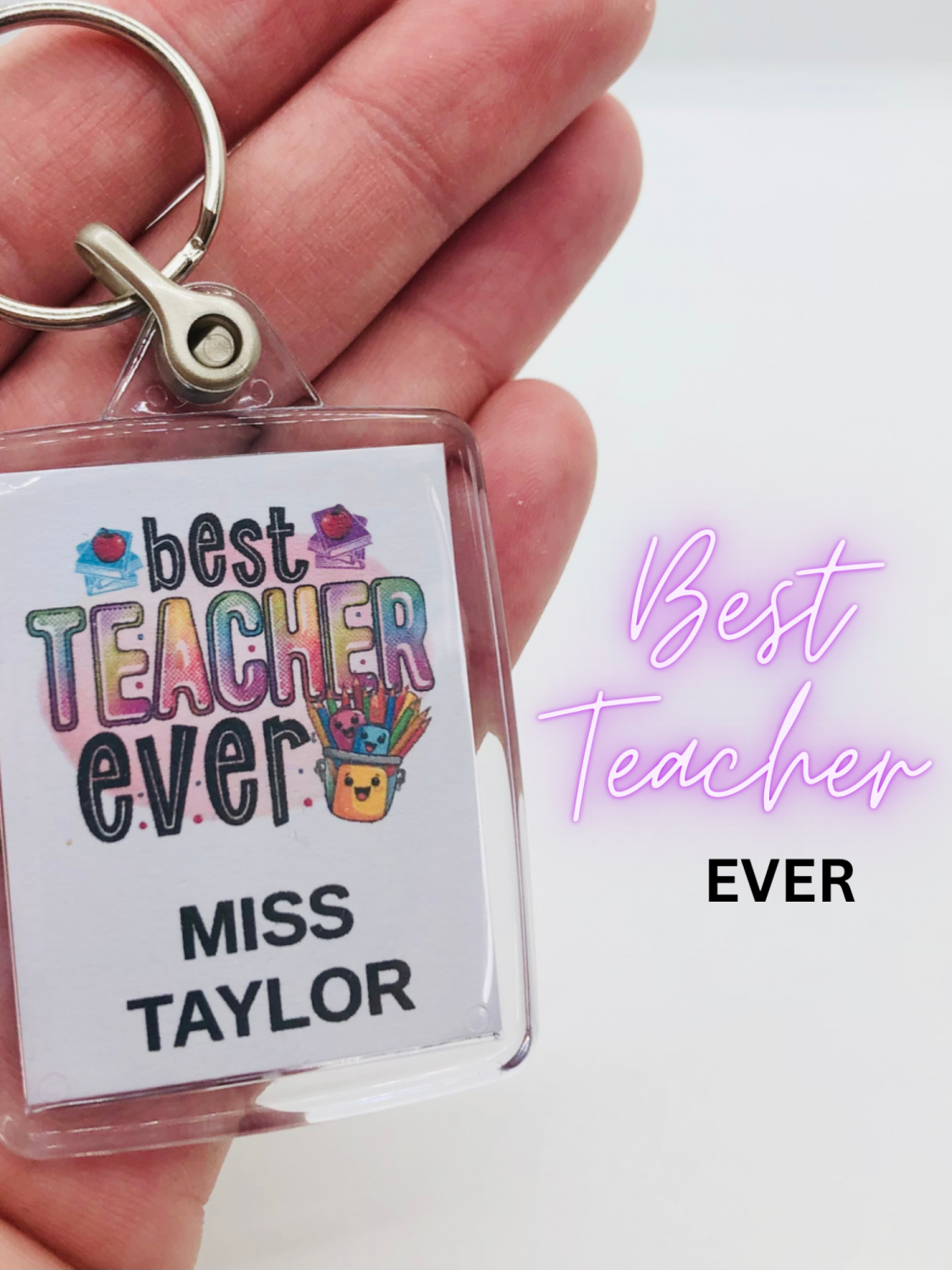 Best teacher ever keyring double sided image