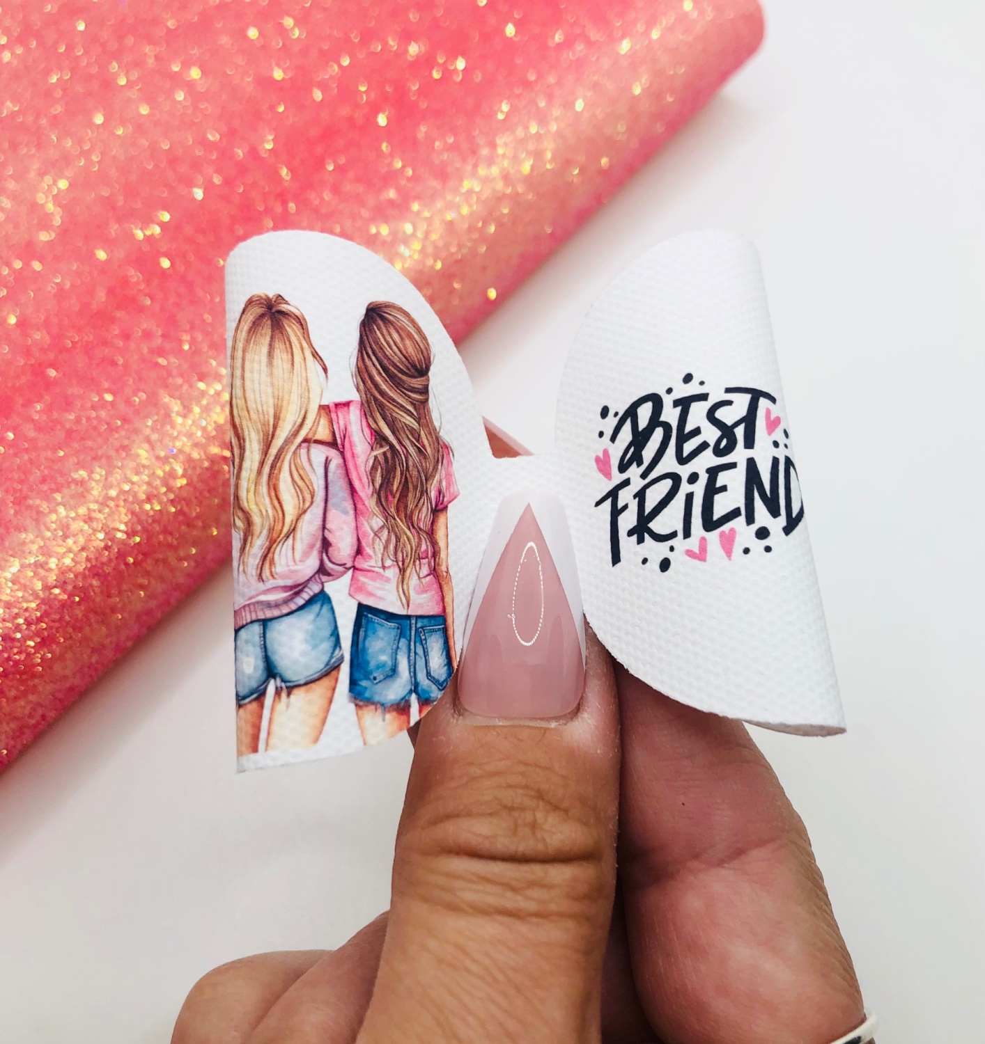 Best friend girls pre cut printed bow loop