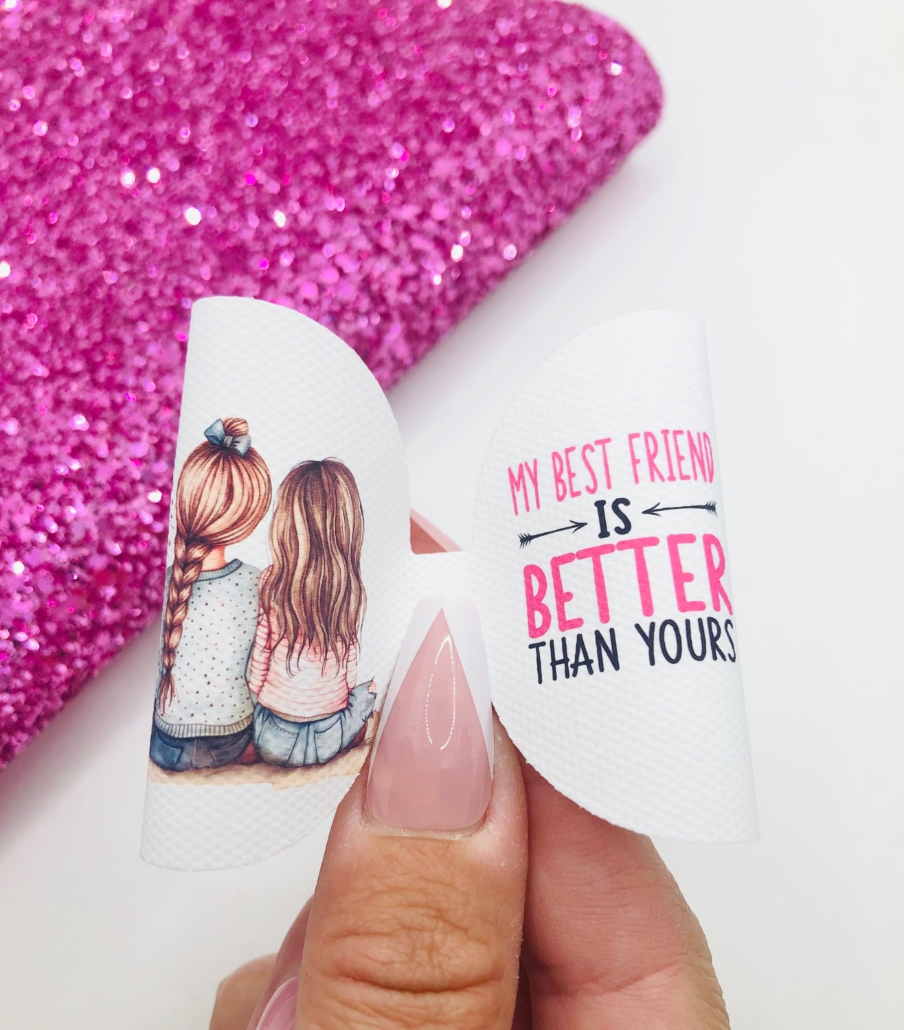 Best friend girls pre cut printed bow loop