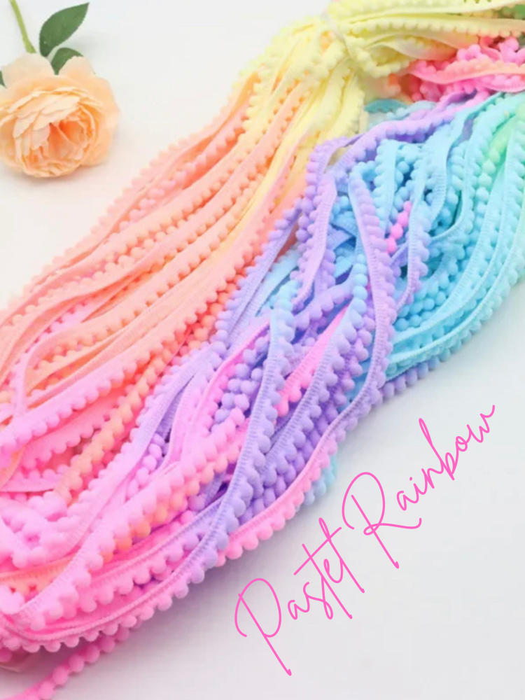 Pastel pom pom ribbon trimming trim spring