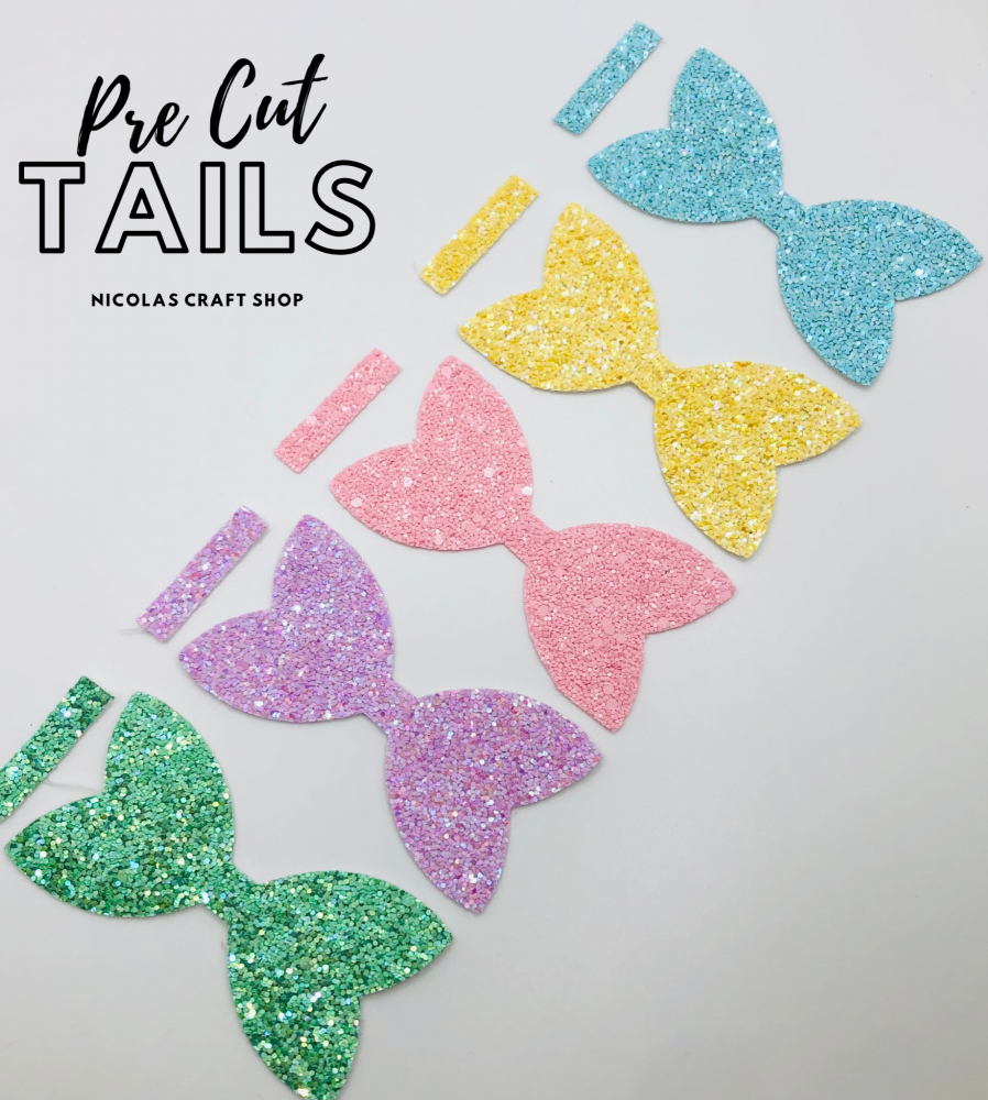 PRE CUT TAIL TAILS AND CENTRES LUXURY GLITTER FABRIC DIY BOW MAKING ...