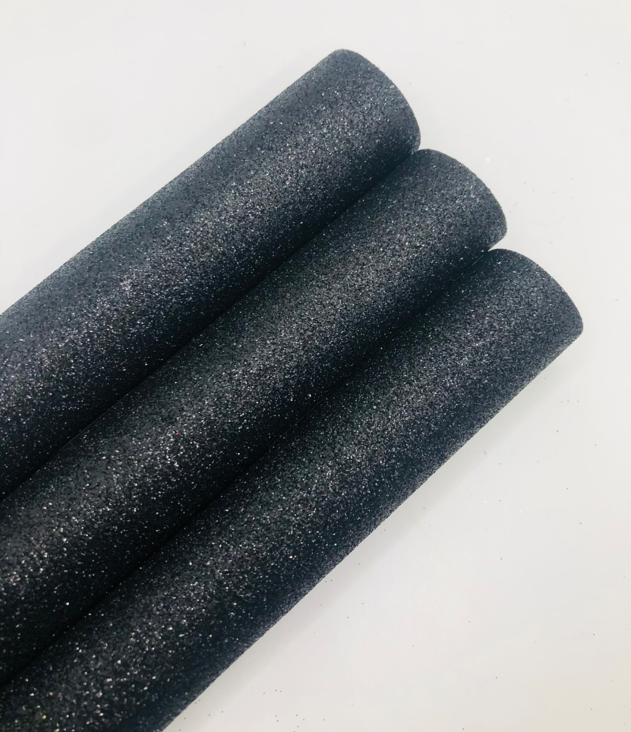 luxury range fine glitter collection core glitter bow making fabric Black