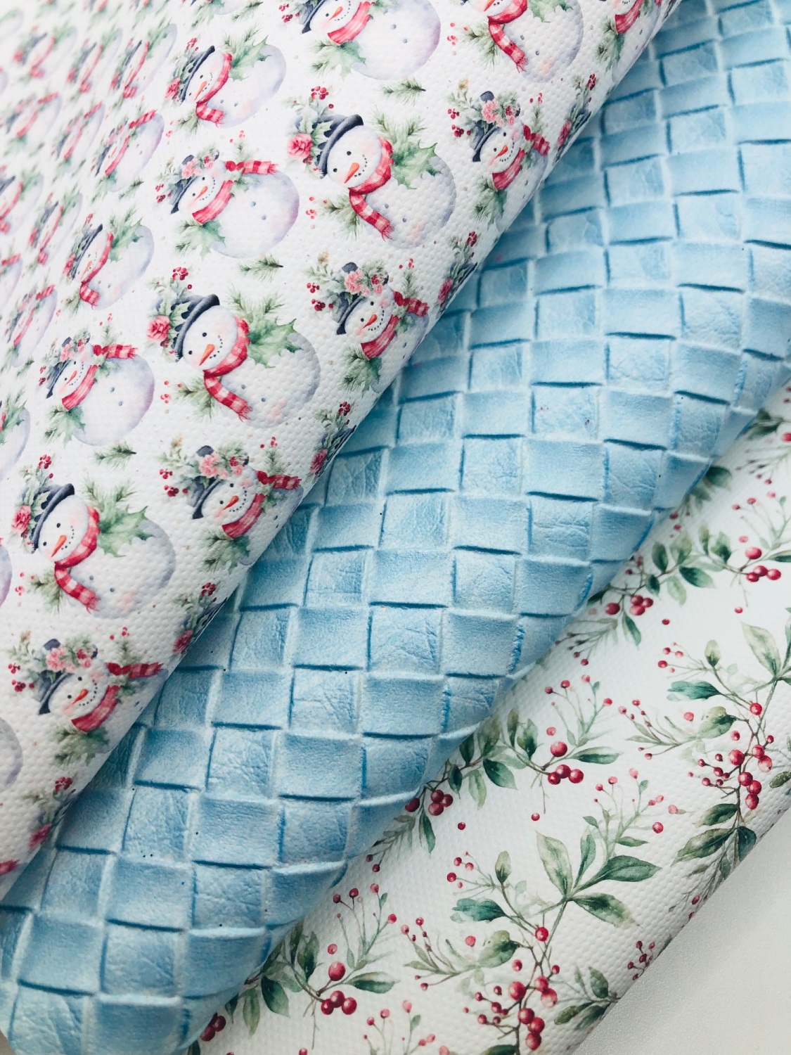 Christmas watercolour snowman mistletoe Printed fiver fabric Bundle