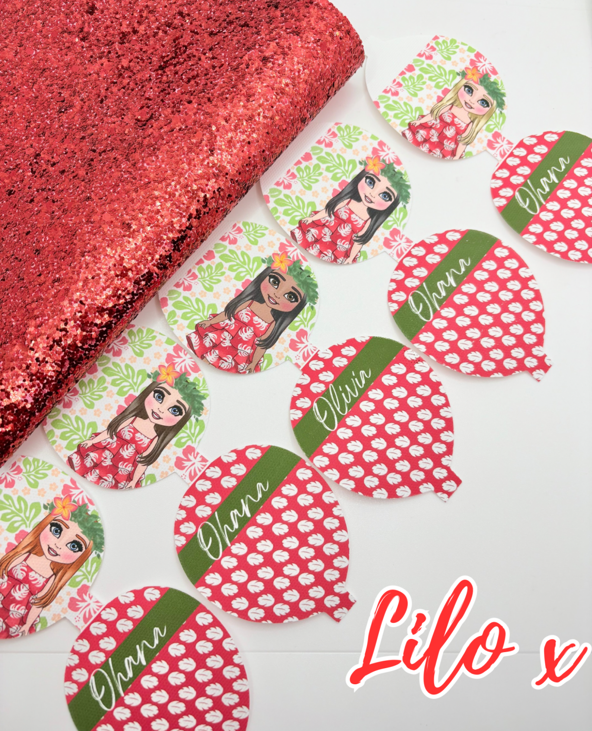Lilo Hawaiian Girl Printed Pre Cut Bow Loop