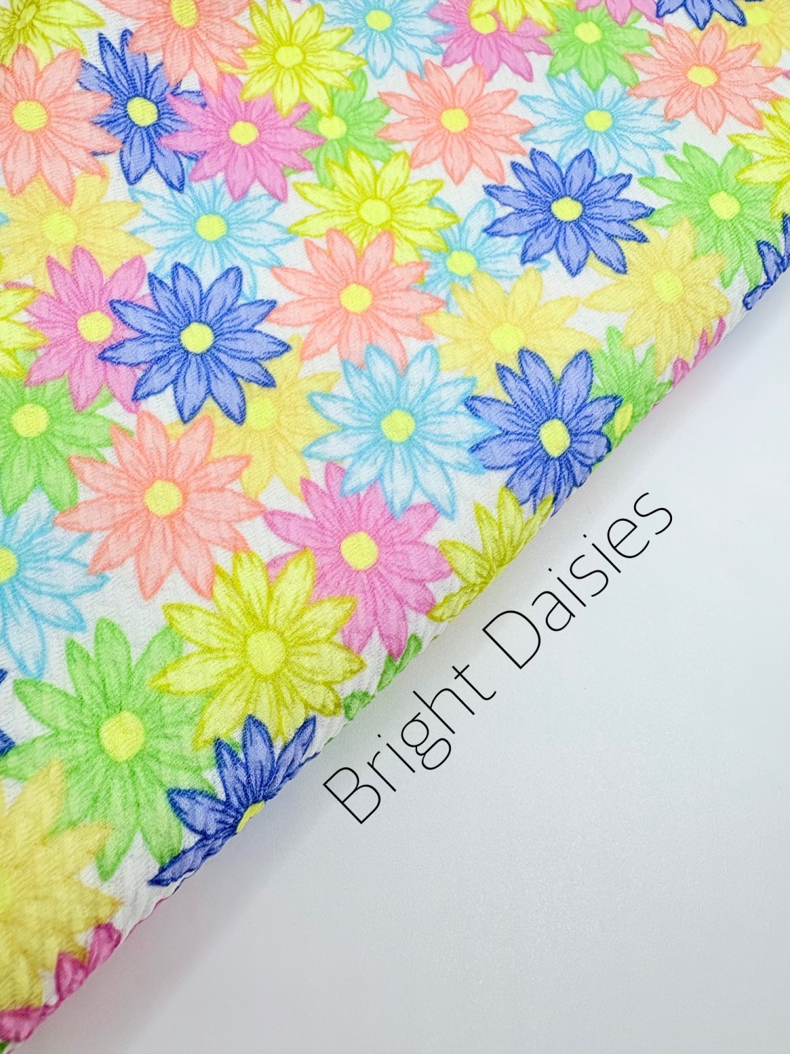 Bright daisies bullet fabric stretch fabric