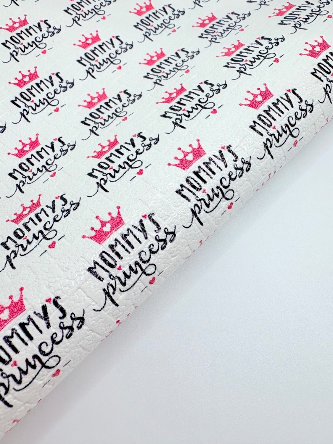 Unique limited edition woven mummy’s princess printed leatherette fabric