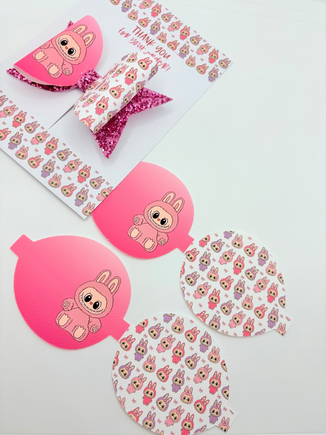 MIXED LABUBU pre cut printed bow loop