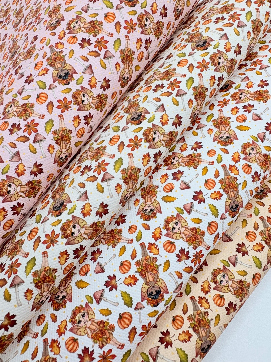 1356 - Autumn fairy patterns printed canvas sheet