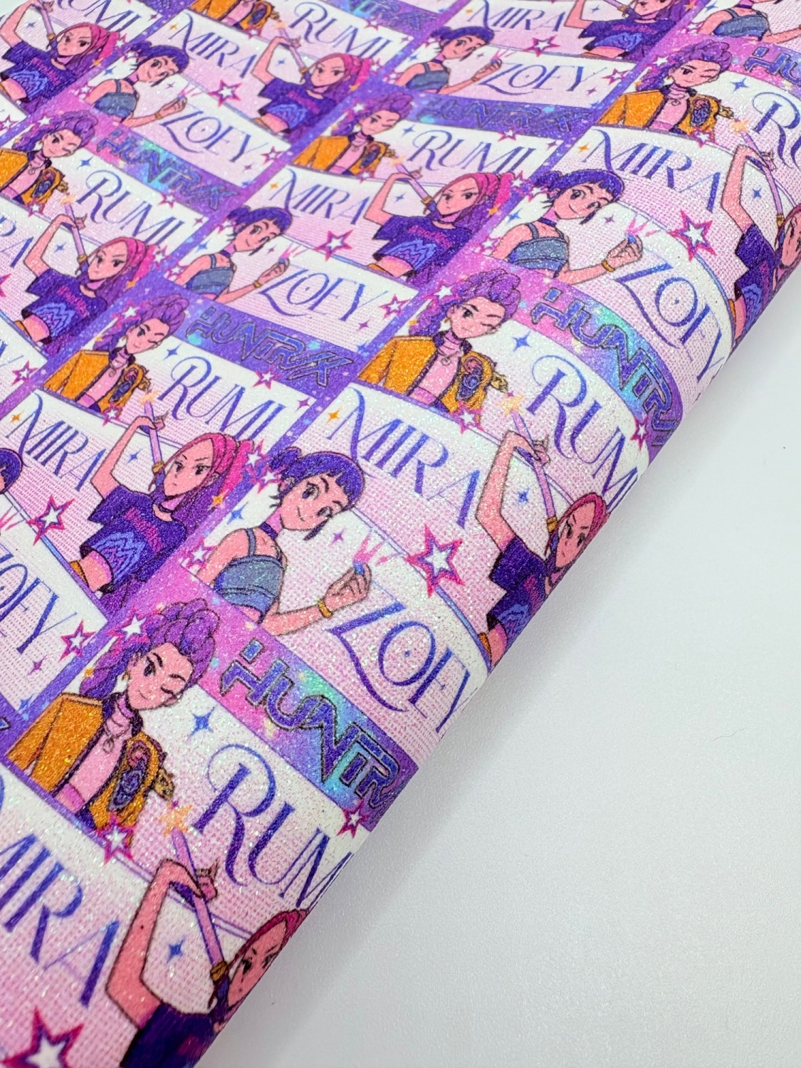 K pop rumi zoey Mira printed fine glitter fabric sheet