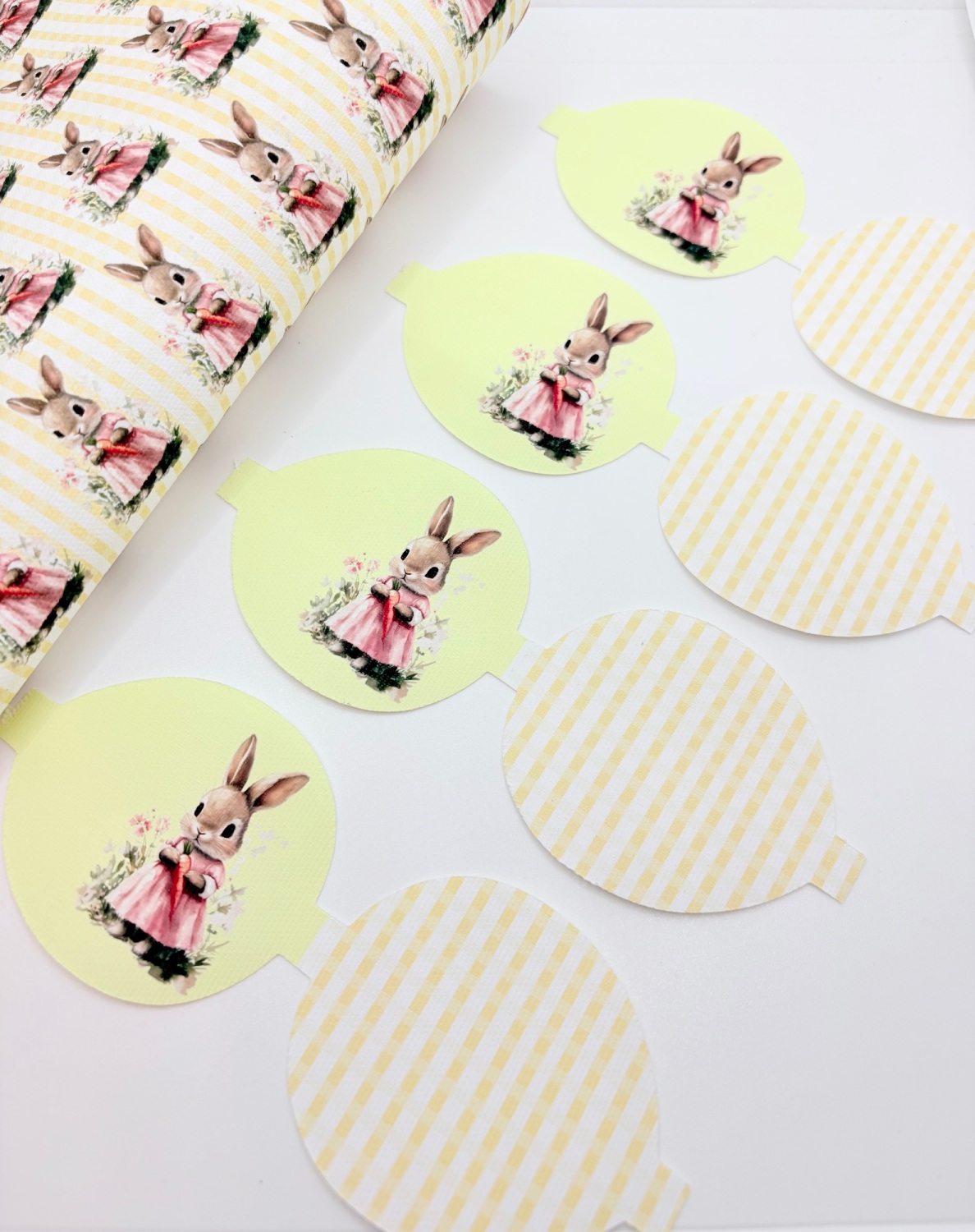 Yellow gingham flopsy easter bunny pre cut bow loop