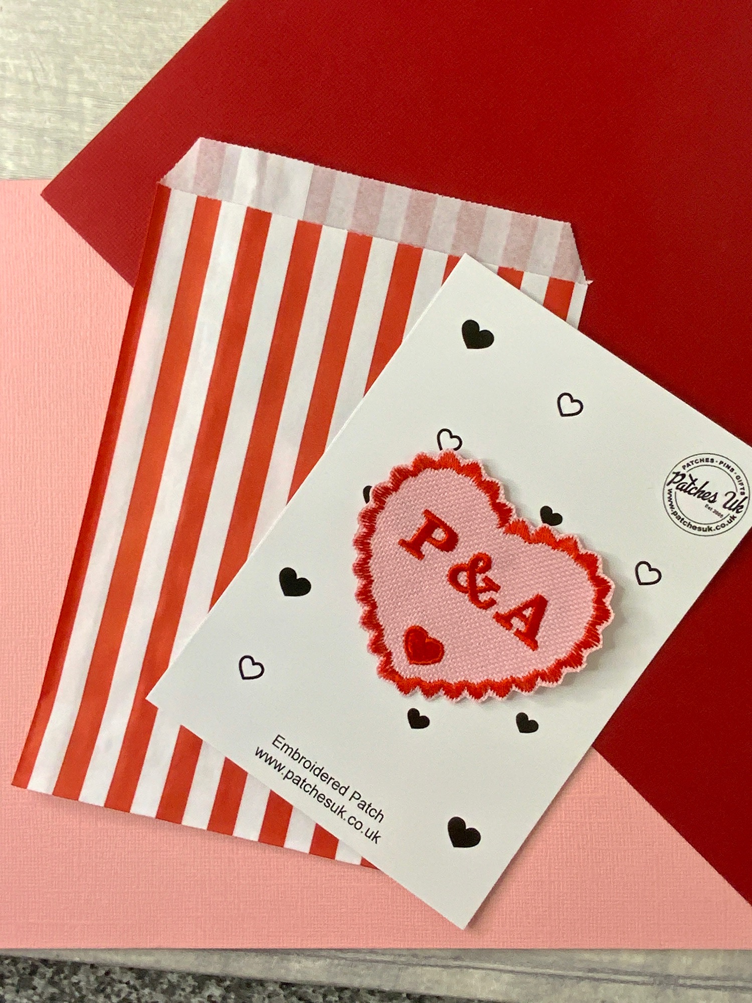 Personalised Valentines Couples Initials Embroidered Heart Iron On ...