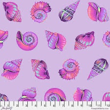Floral Reel by Tula Pink - 266 Ultraviolet (Shells on purple background)