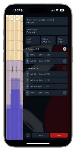 Bowling Tools / Oil Pattern Library / Custom Patterns