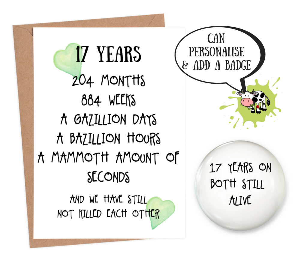 17th Year Anniversary Card Personalised Wedding Anniversary Funny 17th Year Anniversary Card Personalised Wedding Anniversary Funny