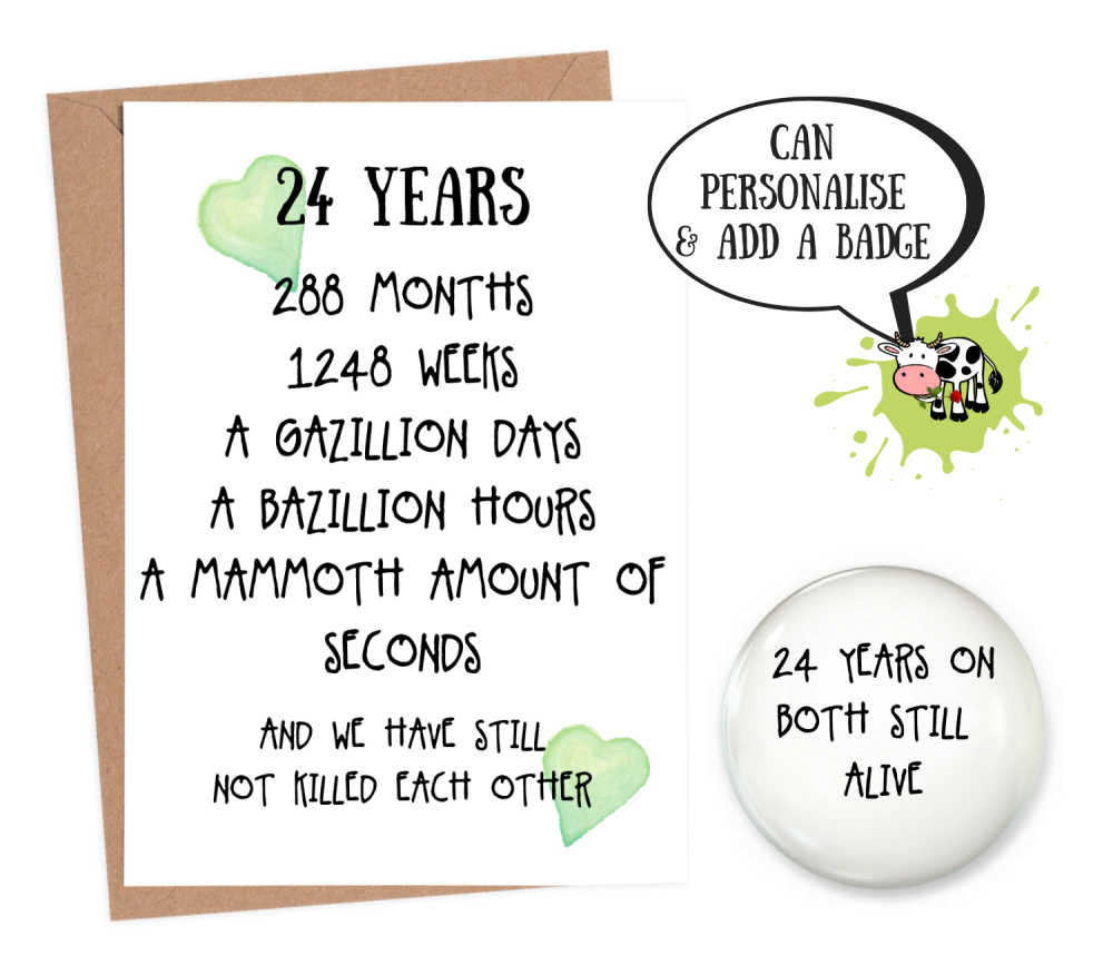 24th Year Anniversary Card Personalised Wedding Anniversary Funny 24th Year Anniversary Card Personalised Wedding Anniversary Funny