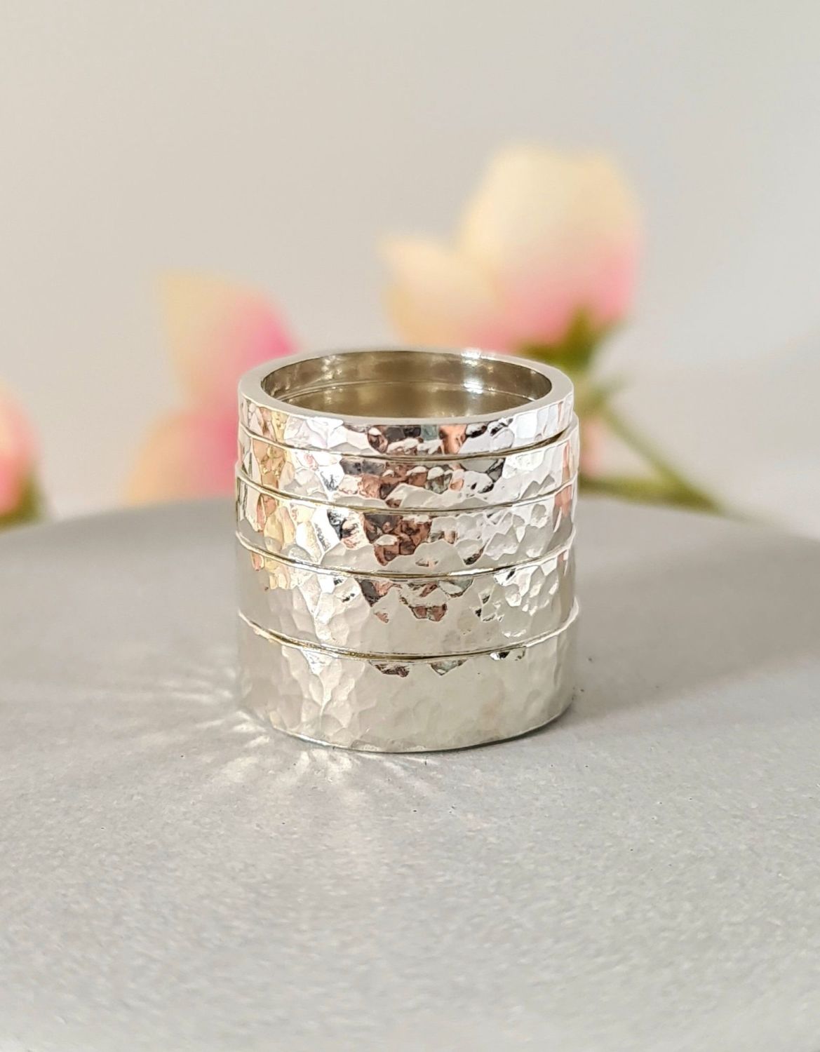 Sterling silver textured band ring